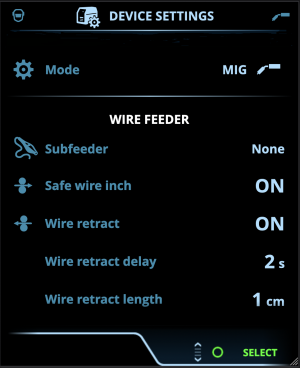 Control panel: Device settings