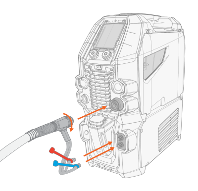 Hitsauspistoolin liittäminen