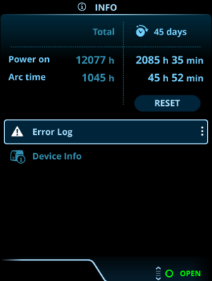 Auto control panel: Info view