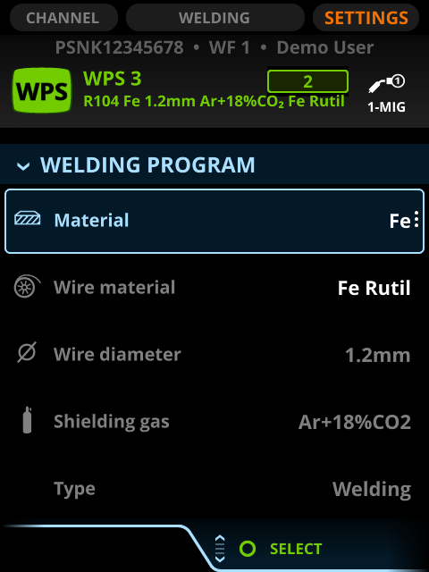 Welding programs in Control Pad
